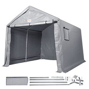 vevor portable outdoor storage shelter shed, 8 x 14 x 7.6 ft heavy duty all-season instant storage tent garage sheds with roll-up zipper door and ventilated windows for motorcycle, bike, garden tools