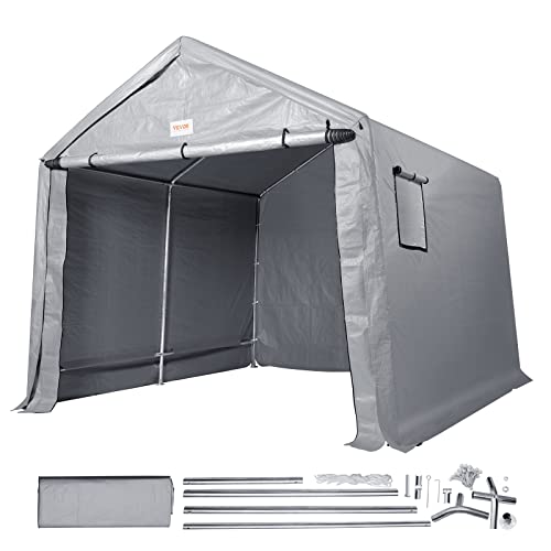 VEVOR Portable Outdoor Storage Shelter Shed, 8 x 14 x 7.6 ft Heavy Duty All-Season Instant Storage Tent Garage Sheds with Roll-up Zipper Door and Ventilated Windows for Motorcycle, Bike, Garden Tools