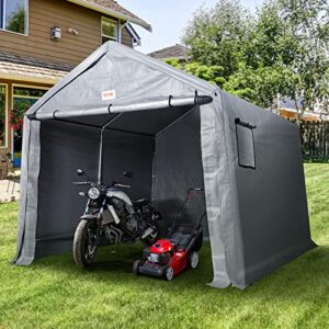 VEVOR Portable Outdoor Storage Shelter Shed, 8 x 14 x 7.6 ft Heavy Duty All-Season Instant Storage Tent Garage Sheds with Roll-up Zipper Door and Ventilated Windows for Motorcycle, Bike, Garden Tools