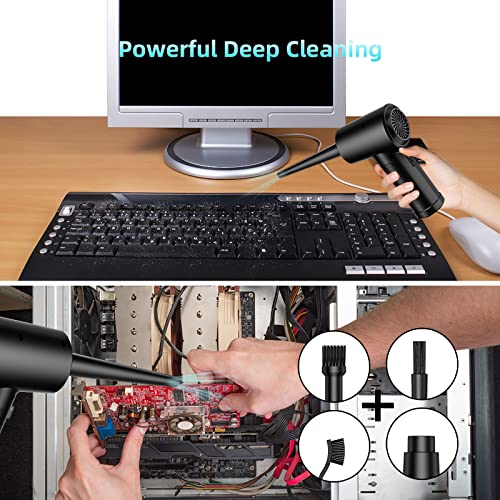 Compressed Air Duster, Keyboard Cleaner 110000RPM Electric Air Duster with LED Light, Good Replace Compressed Air, No Canned Air Duster, Reusable 7600mAh Air Blower, PC Computer Cleaner (Plastic)