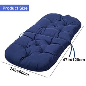 EZOPII 47IN Rocking Chair Cushion Pad, Water Resistant Outdoor Rocking Chair Cushions Indoor Outdoor Soft Thickened Patio Chaise Lounger Cushion Overstuffed Patio Chair Cushion (Grey)