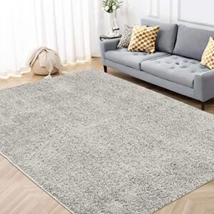 jolene.k large shag rug 8x10 feet for bedroom, indoor modern plush soft rug for nursery living room, super thick non-shedding floor carpet non skid accent rug for office dining room office, grey/mist