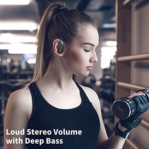 Wireless Earbuds Bluetooth Headphones Wireless Charging Case LED Display 40H Playtime Built in Mic Over Ear buds Waterproof Earphones with Earhooks Deep Bass Sound Headset for Sport Running Workout TV