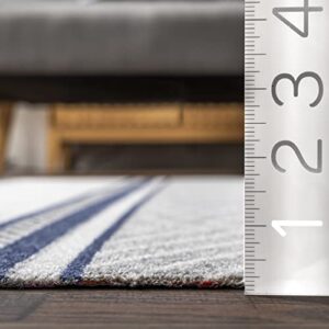 nuLOOM Ivey Modern Striped Indoor/Outdoor Fringe Area Rug, 8' x 10', Blue