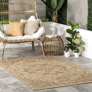 nuloom becki traditional medallion indoor/outdoor area rug, 8' x 10', beige