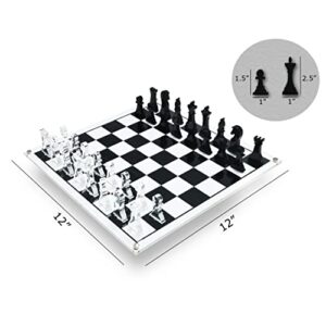 YoBa Acrylic Chess Game Board Set, Portable Chess Board Game, Modern Tabletop Chess Set for Adults & Kids