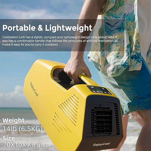 EnjoyCool Portable Air Conditioner,2380BTU Camping Air Conditioner, Dual Hose System AC Outdoor Air Conditioner,240W Low Power Consumption Portable AC for Camping Tent, RVs, Travel, Truck and Fishing