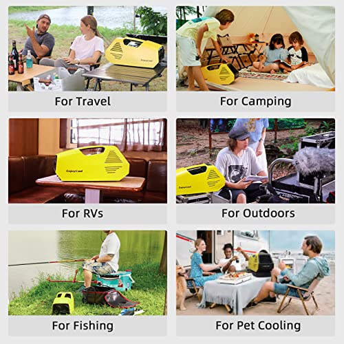 EnjoyCool Portable Air Conditioner,2380BTU Camping Air Conditioner, Dual Hose System AC Outdoor Air Conditioner,240W Low Power Consumption Portable AC for Camping Tent, RVs, Travel, Truck and Fishing