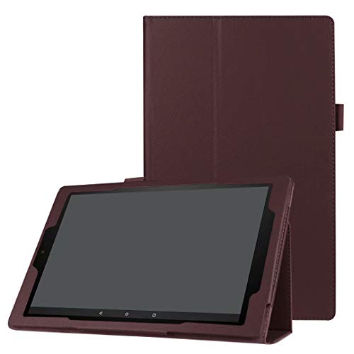 ZZOUGYY Tablet Cover for Amazon Kindle Fire HD10 7th 9th Generation(2017/2019 Release), Ultra Slim Folio Stand Lightweight Leather Case for Kindle Fire HD 10 7th 9th Gen 10.1" (Li-Brown)