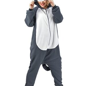 ofodoing Adult Animal One-piece Pajamas Cosplay Animal Homewear Sleepwear Jumpsuit Costume for Women Men… Grey