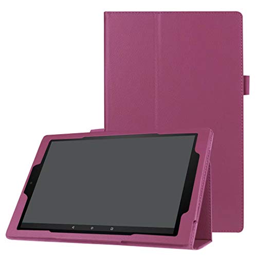 ZZOUGYY Tablet Cover for Amazon Kindle Fire HD10 5th Generation (2015 Release), Ultra Slim Folio Stand Lightweight Leather Case for Kindle Fire HD 10 5th Gen 10.1" (Li-Purple)