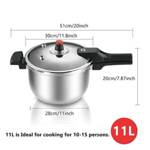 12 Quart Pressure Cooker, 11.6 PSI Thickened Stainless Steel Pressure Canner w/Spring Valve Safeguard Devices for Stewing, Steaming, Canning