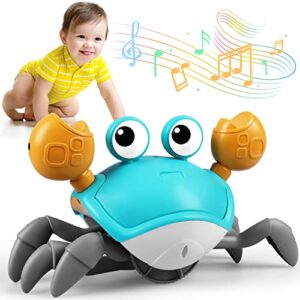 crawling crab toy, infant tummy time baby toys, fun interactive dancing walking moving toy babies sensory induction crabs with music, baby toys 0-6 to 12-18 months boys girls toddler birthday gifts