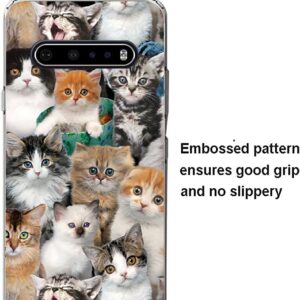 XIASAIJBUDA Compatible with LG V60 ThinQ Case, Cute Funny Cat Clear Case for Girls Women Cute Soft TPU Case