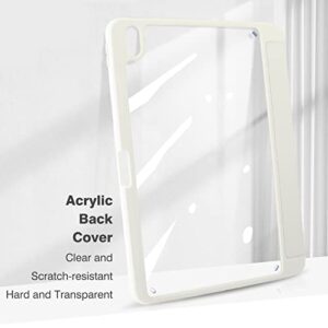 iPad Air 5/4 Case, iPad Air 5th/4th Gen Case for 10.9 Inch 2022/2020 Model, Auto Wake/Sleep Cover, Protective Cover with Pencil Holder, Clear Transparent Back Shell, Smart Trifold Stand (White)