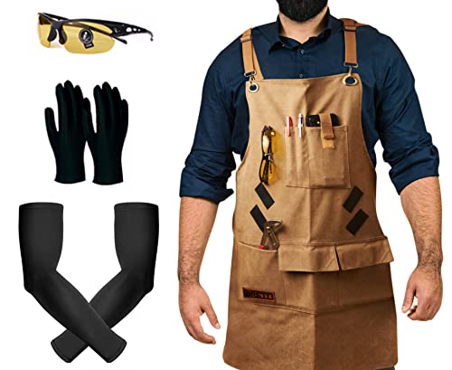 MR BRETT Work Apron, Grilling Aprons For Men With Pockets, Woodworking Tools And Equipment For DIY Projects, Bbq Accessories, Chef Apron, Welding Accessories And Tools, Kitchen Apron, Barber Apron