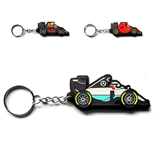 PolarAuto F1 Formula One Racing Car Tire Key Chain Keychain Compatible with Red Bull Mercedes Ferrari Team Fan Gift Accessory (Mercedes Car)