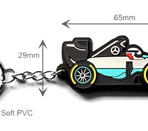 PolarAuto F1 Formula One Racing Car Tire Key Chain Keychain Compatible with Red Bull Mercedes Ferrari Team Fan Gift Accessory (Mercedes Car)