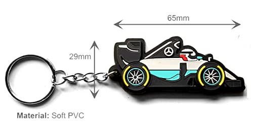 PolarAuto F1 Formula One Racing Car Tire Key Chain Keychain Compatible with Red Bull Mercedes Ferrari Team Fan Gift Accessory (Mercedes Car)