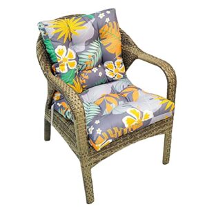 outdoor seat/back chair cushion tufted pillow, waterproof rocking chair cushion patio replacement cushions with non-slip ties (flower)