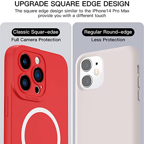 MYY Magnetic for iPhone 14 Pro Max Case,Silicone Shockproof Phone Case[MagSafe-Compatible] Soft Anti-Scratch Microfiber Lining Full Camera Lens Protection Cover 6.7'' (Red)