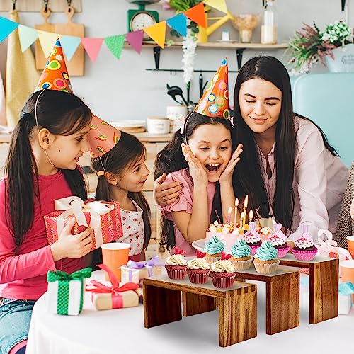 Acacia Wood Risers for Display Cupcake Stand for 24 Cupcakes, GIPIDER Perfume Stand NOT Acrylic Riser, Countertop Cup Cake Tier Stand Bathroom Organizer, Wood Riser NOT Acrylic Display Stands