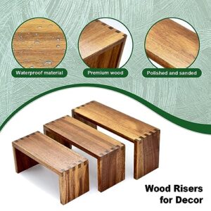 Acacia Wood Risers for Display Cupcake Stand for 24 Cupcakes, GIPIDER Perfume Stand NOT Acrylic Riser, Countertop Cup Cake Tier Stand Bathroom Organizer, Wood Riser NOT Acrylic Display Stands