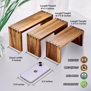 Acacia Wood Risers for Display Cupcake Stand for 24 Cupcakes, GIPIDER Perfume Stand NOT Acrylic Riser, Countertop Cup Cake Tier Stand Bathroom Organizer, Wood Riser NOT Acrylic Display Stands