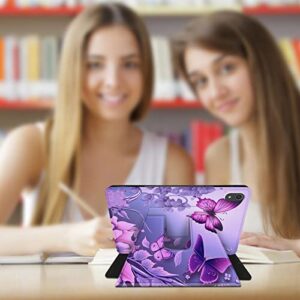 CGFGHHUY for iPad Mini 6 Case for Mini 6th Generation Case 360 Degree Rotating Stand Protective Smart Cover with Auto Wake Sleep Case for iPad Mini 6th Gen 8.3 inch - Pink Flowers Purple Butterflies