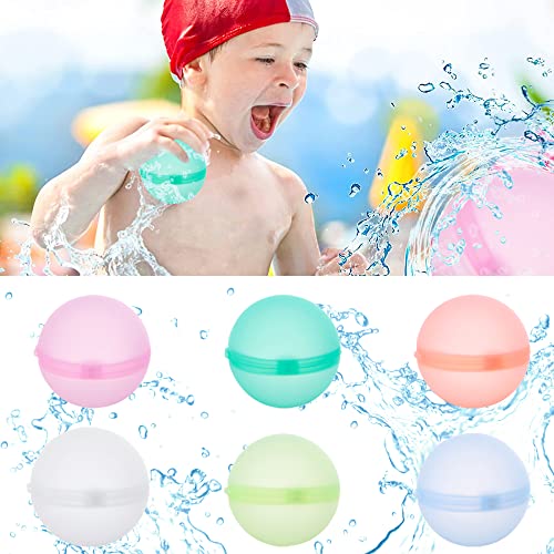 MUSMU 6 Pack Reusable Water Bomb balloons,Summer Water Toy for Boys and Girls, Pool Beach Toys for Kids,Outdoor Activities Water Games Toys Sealing Water Splash Ball for Fun