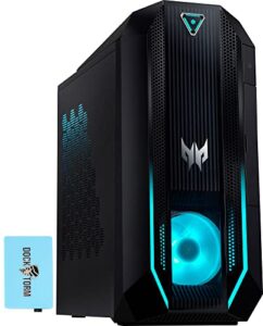 acer predator po3-630 gaming desktop pc (intel i7-11700 8-core 2.50ghz, 16gb ram, 256gb pcie ssd + 2tb hdd (3.5), geforce rtx 3070 8gb, wifi 6, bt 5.1, backlit kb, rj-45, win11home) w/dockztorm dock