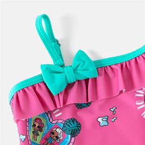 L.O.L. Surprise! Mommy and Me Swimsuit Allover Print One Shoulder Ruffled Family Matching One Piece Swimsuit rediance Baby Girl 6-9 Months Dark Pink