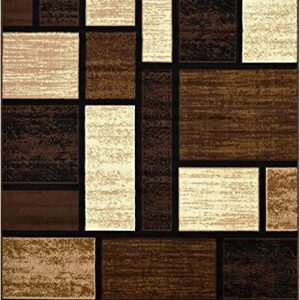 Indoor Blocks Brick Geometric Fabric Brown Area Rug Carpet (8’ X 10’)