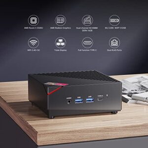 KAMRUI Mini PC with AMD Ryzen 5 5500U 6C/12T Processor Up to 4.0Ghz, 16GB DDR4 512GB SSD Windows 11 Pro Small Form Factor Desktop Computer Support 4K UHD, WiFi/BT, Home Server, Office, Business