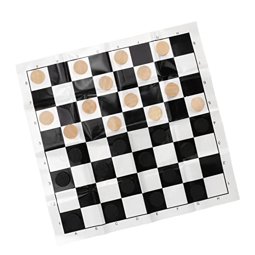 Yuecoom Plastic Travel Chess Set, Folding Roll up Chess Game Checkers Pieces Film Chessboard Transparent Plastic Box Set