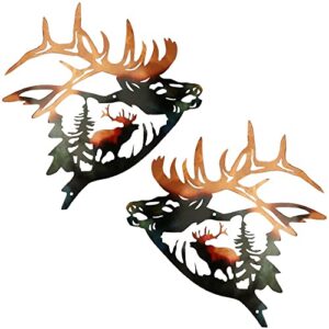 bochino set of 2 elk wall art decor deer metal wall decor rustic cabin hunting decor metal wall art sculpture décor for home bedroom