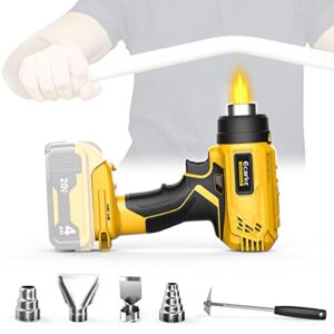 cordless heat gun,for dewalt 18v/20v battery - 400w heat gun 990 ℉fast heat,300l/min airflow hot air gu,for crafts,shrinking pvc,stripping paint,epoxy resin-overload protection included (tool only)