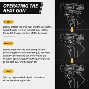 Cordless Heat Gun,for DeWalt 18V/20V Battery - 400W Heat Gun 990 ℉Fast Heat,300L/min Airflow Hot Air Gu,for Crafts,Shrinking PVC,Stripping Paint,Epoxy Resin-Overload Protection Included (Tool Only)