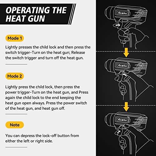 Cordless Heat Gun,for DeWalt 18V/20V Battery - 400W Heat Gun 990 ℉Fast Heat,300L/min Airflow Hot Air Gu,for Crafts,Shrinking PVC,Stripping Paint,Epoxy Resin-Overload Protection Included (Tool Only)