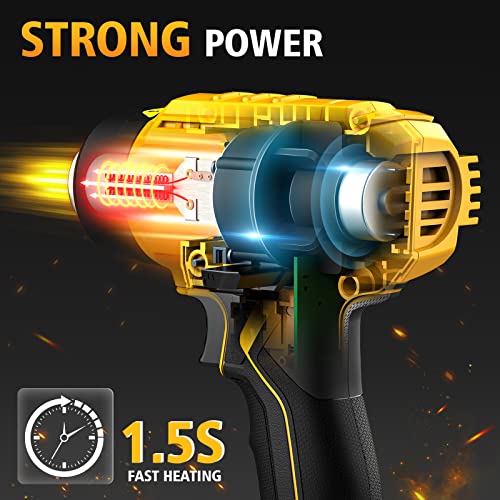 Cordless Heat Gun,for DeWalt 18V/20V Battery - 400W Heat Gun 990 ℉Fast Heat,300L/min Airflow Hot Air Gu,for Crafts,Shrinking PVC,Stripping Paint,Epoxy Resin-Overload Protection Included (Tool Only)