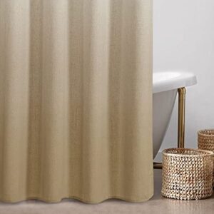 BOODII Tan Linen Shower Curtain with Snap in Liner Heavy Duty 200GSM Textured Beige Farmhouse Rustic Shower Curtain with See Through Top Window Cream Double Shower Curtain Burlap Country Style 72x72