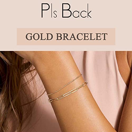 Gold Bracelets Sets for Women Girls, 14K Real Gold Plated Dainty Beaded Layered Bracelets, Simple Chain Tennis Bracelets Pack with Zirconia, Jewelry Gifts.