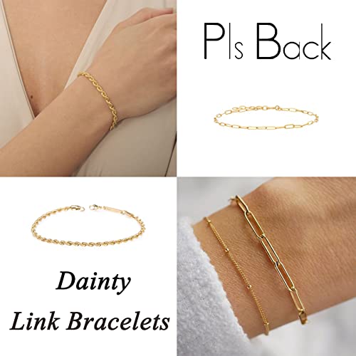 Gold Bracelets Sets for Women Girls, 14K Real Gold Plated Dainty Beaded Layered Bracelets, Simple Chain Tennis Bracelets Pack with Zirconia, Jewelry Gifts.