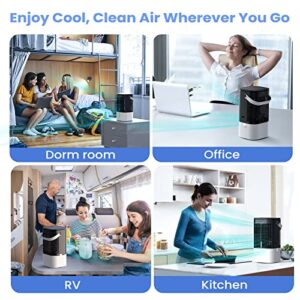 Portable Air Cooler Fan - Mini Desktop AC Cooler Fan with 2 Cool Mist & 3 Speeds, 7 Night LED Light & 3 Timer - Personal Air Conditioners Fan with Humidifier for Office, RV, Camping, Dorm Room