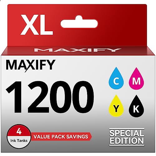 MAXIFY PGI-1200XL Black & 3Color Multi Pack Ink 1200XL Compatible to Canon iB4120 MB2120 MB2720 MB2120 MB5120 MB5420 B2020 MB2320 Printers