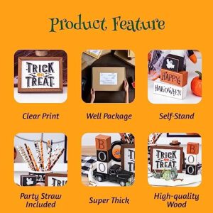 Halloween Decor - Halloween Decorations - Tiered Tray Decor Wooden Block Sign for Bathroom Home Kitchen Table Decor