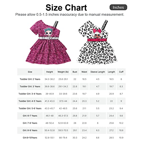 L.O.L. Surprise! Girls Tiered Dress Figure Print Layered One Shoulder Casual Dress Flowy Summer Dress Size 6-12 Deep Magenta 7-8 Years