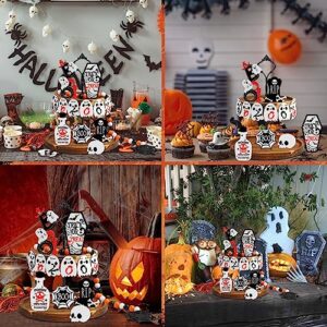 CCINEE 12Pcs Halloween Tiered Tray Decoration Set Halloween Farmhouse Decor Boo Ghost Halloween Wooden Signs Farmhouse Rustic Tiered Tray Decor for Home Table Houseroom Party Supplies