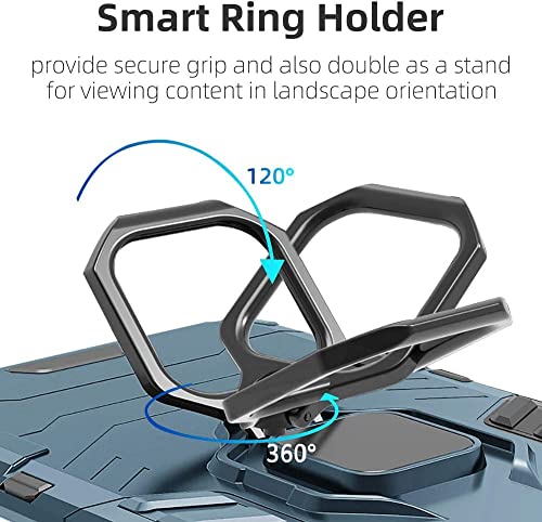 AKABEILA Case for Samsung Galaxy A14 5G Shockproof Silicone Phone Case Heavy Duty Full Body Armour Dual Layer Protective Cover with Finger Ring Kickstand [Support Magnetic Car Mount]