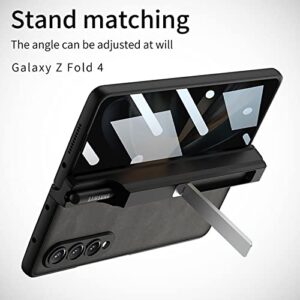 BRAND SET Z Fold 4 Case, Galaxy Z Fold 4 Case with Capacitive Pen & Stand, Luxury Plain Leather Anti Peeking and Scratch Protective Film Case for Samsung Galaxy Z Fold 4(Green)